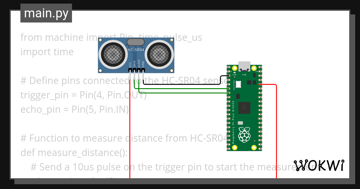 Interfacing Ultrasonic Sensor Using Raspberry Pi Pico Copy Wokwi 