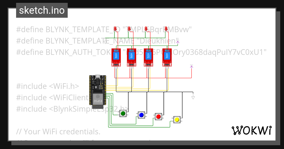 4 relay - Wokwi ESP32, STM32, Arduino Simulator