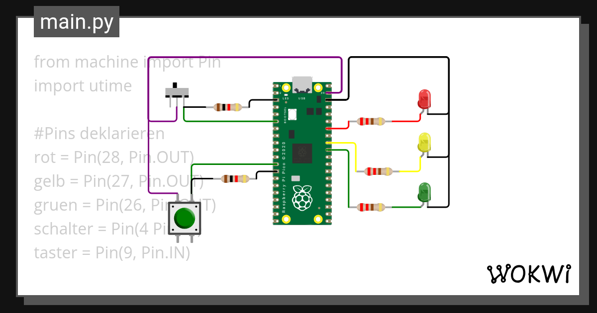ampel micropython - Wokwi ESP32, STM32, Arduino Simulator
