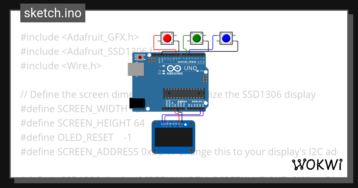 1306_ScreenCheck - Wokwi ESP32, STM32, Arduino Simulator