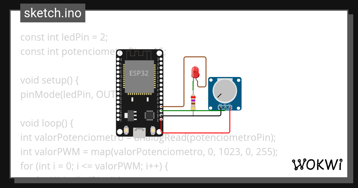 LED POTENCIOMETRO - Wokwi ESP32, STM32, Arduino Simulator