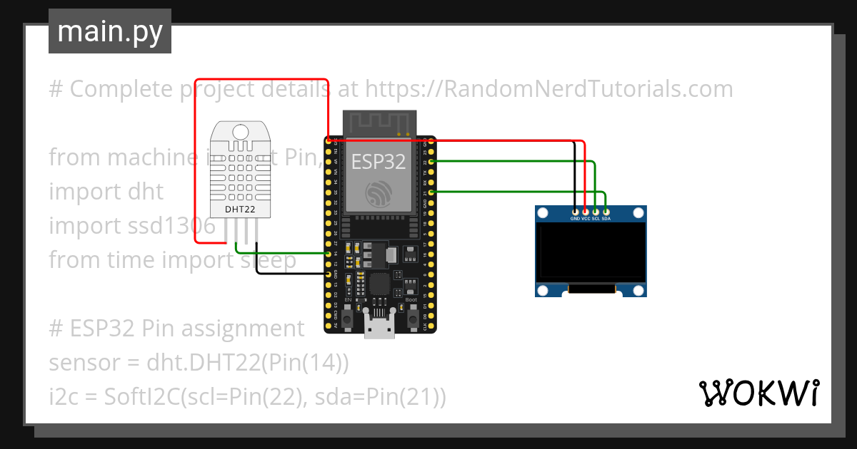 Display oled dht22 - Wokwi ESP32, STM32, Arduino Simulator