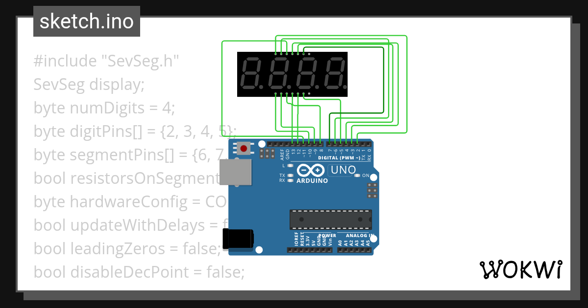 四位七段数码管显示 Wokwi Esp32 Stm32 Arduino Simulator