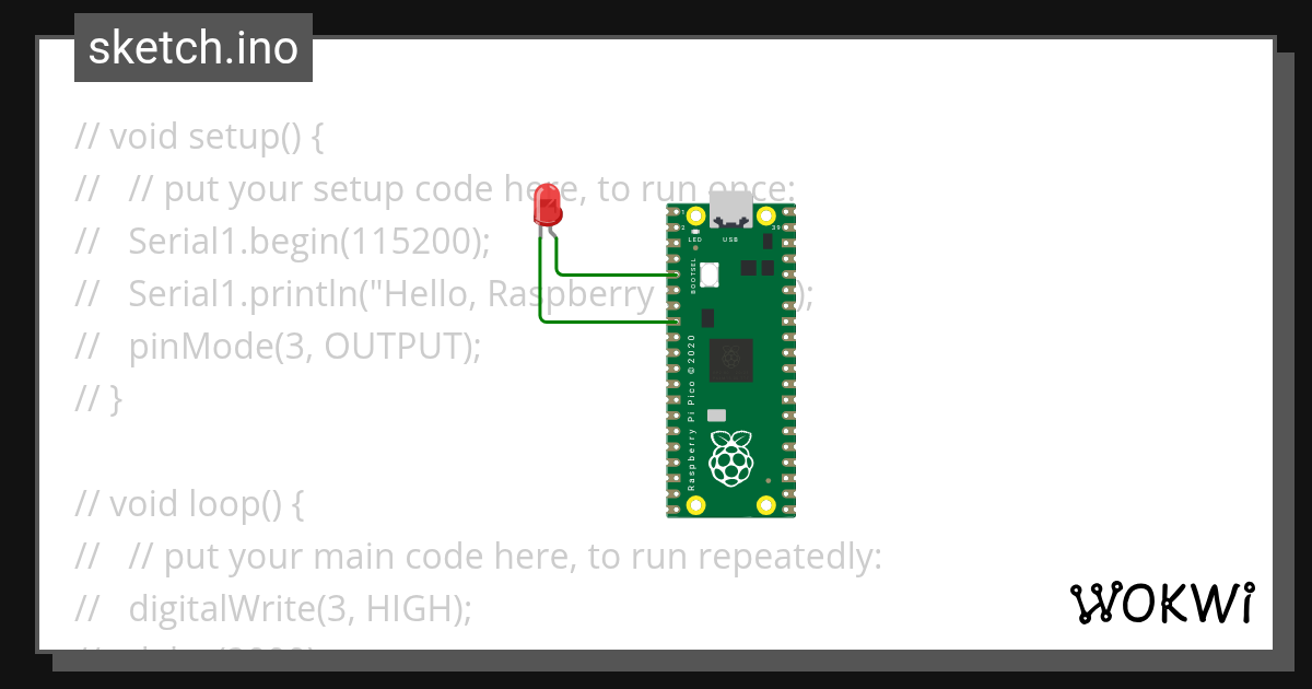 LED blink - Wokwi ESP32, STM32, Arduino Simulator