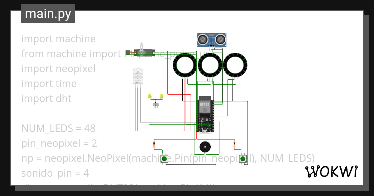 Coche - proyecto final - Wokwi ESP32, STM32, Arduino Simulator