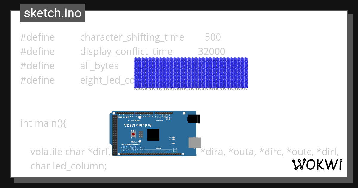 led_dot_matrix_copy_shifting - Wokwi ESP32, STM32, Arduino Simulator
