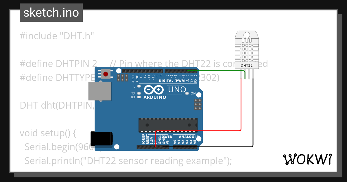temperature and humidity monitor - Wokwi ESP32, STM32, Arduino Simulator