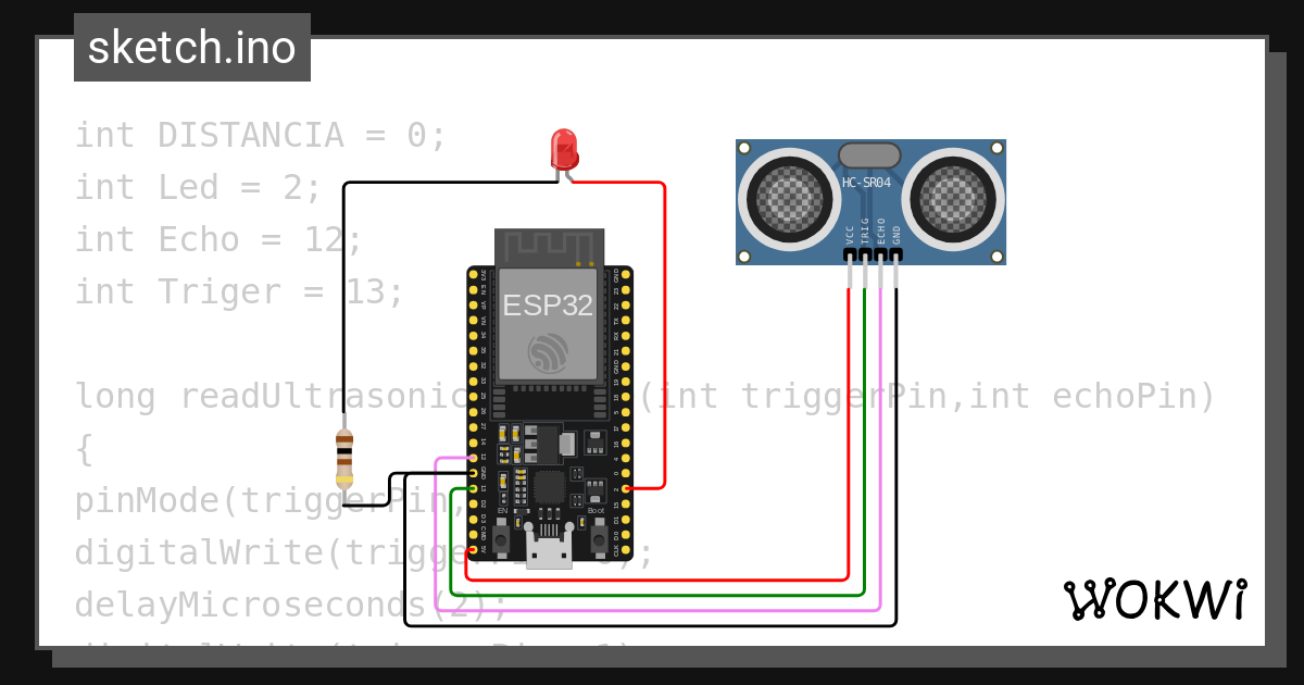 Ultrasonico Wokwi Esp32 Stm32 Arduino Simulator