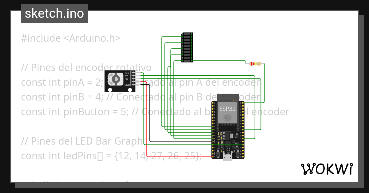 Led volumen - Wokwi ESP32, STM32, Arduino Simulator
