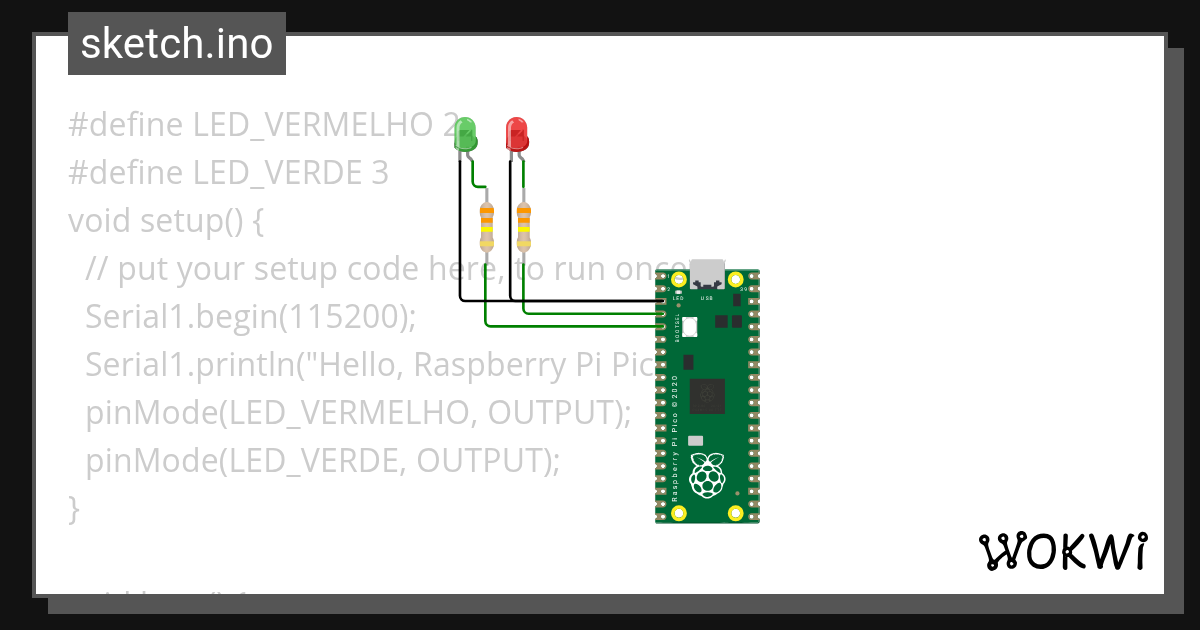 monitoria piscar LED - Wokwi ESP32, STM32, Arduino Simulator