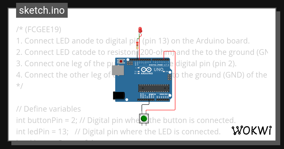 Push Button Led Control In Wokwi Wokwi Esp32 Stm32 Arduino Simulator 2669