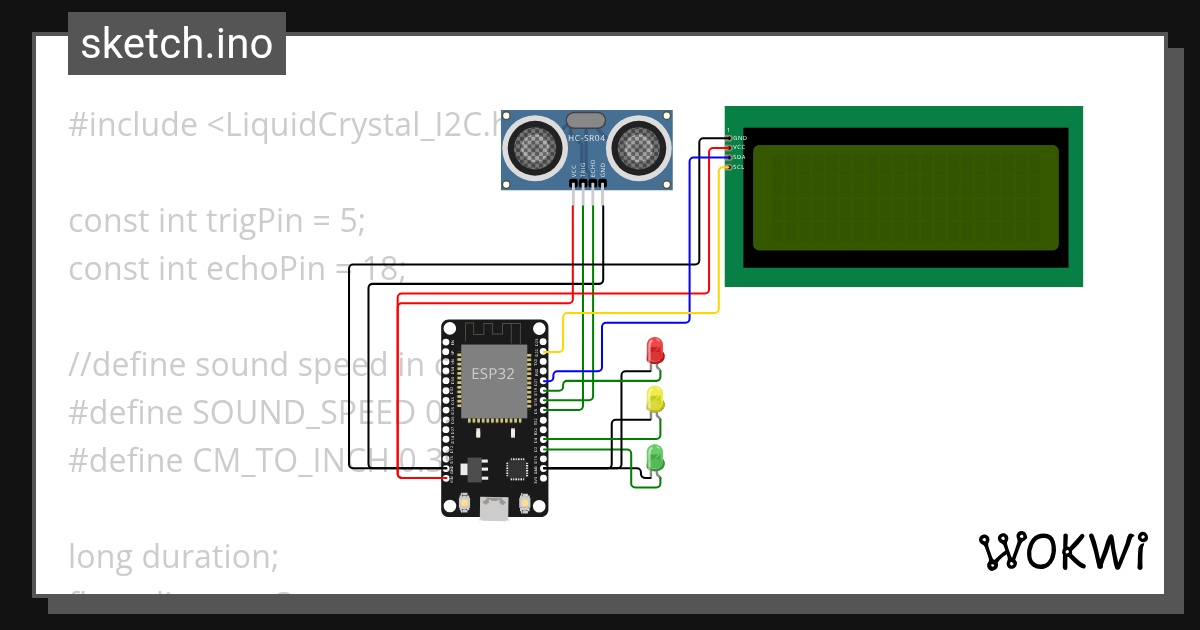 HC-SR04 ESP32 - Wokwi ESP32, STM32, Arduino Simulator
