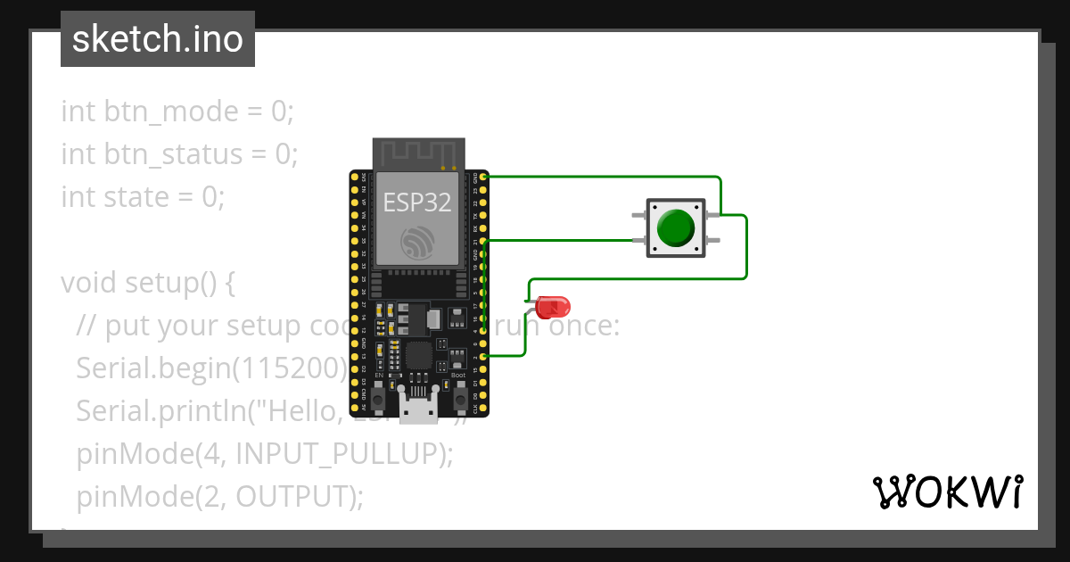 PB momentary mode Push On/Off Copy - Wokwi ESP32, STM32, Arduino Simulator