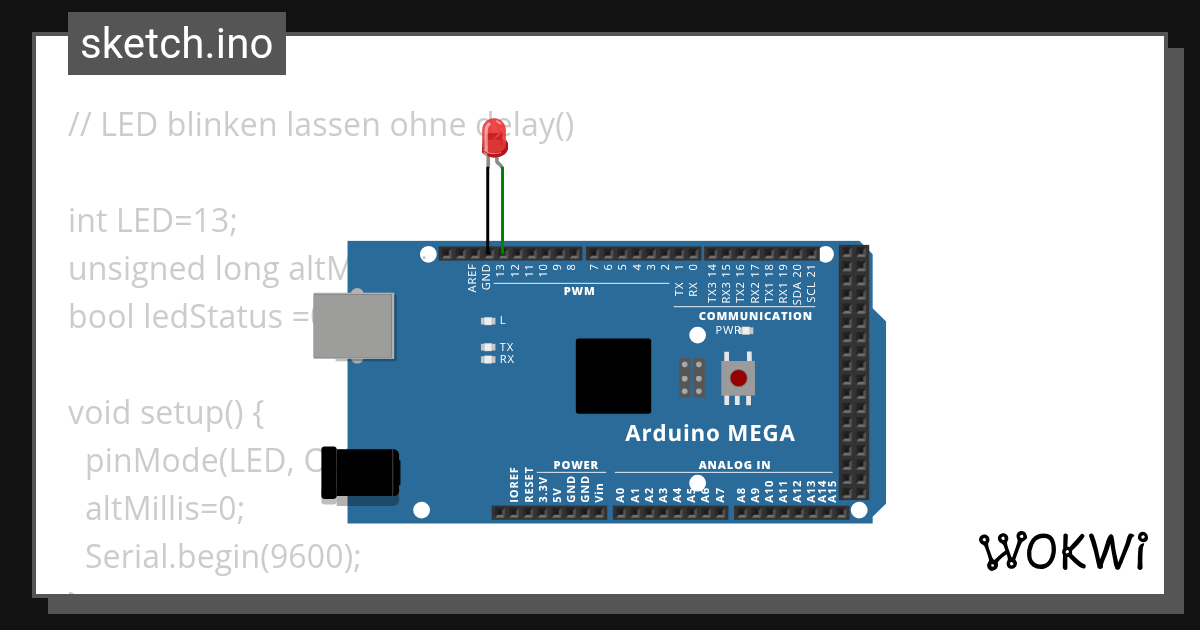 blink ohne delay - Wokwi ESP32, STM32, Arduino Simulator blink ohne delay - Wokwi ESP32, STM32, Arduino Simulator