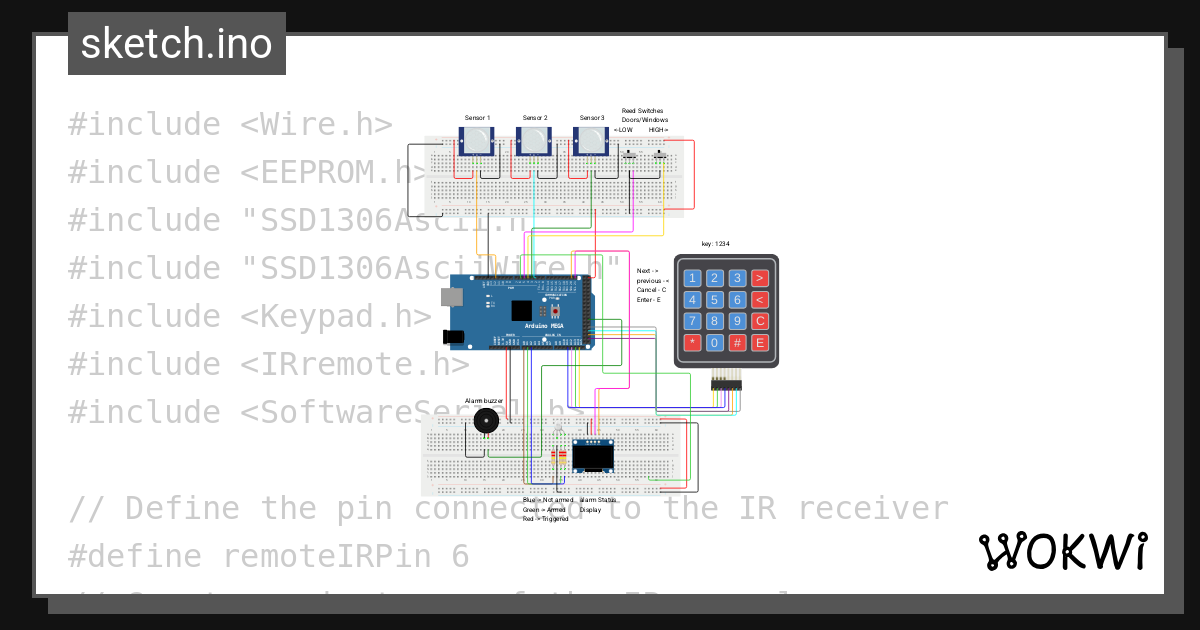 Alarmsystem Wokwi Esp32 Stm32 Arduino Simulator 0642