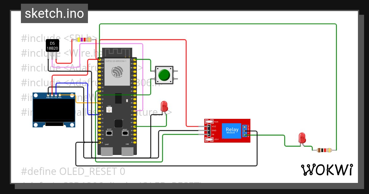 Ssd1306oledesp32s3ds18b20temperaturequadrelay Wokwi Esp32 7410