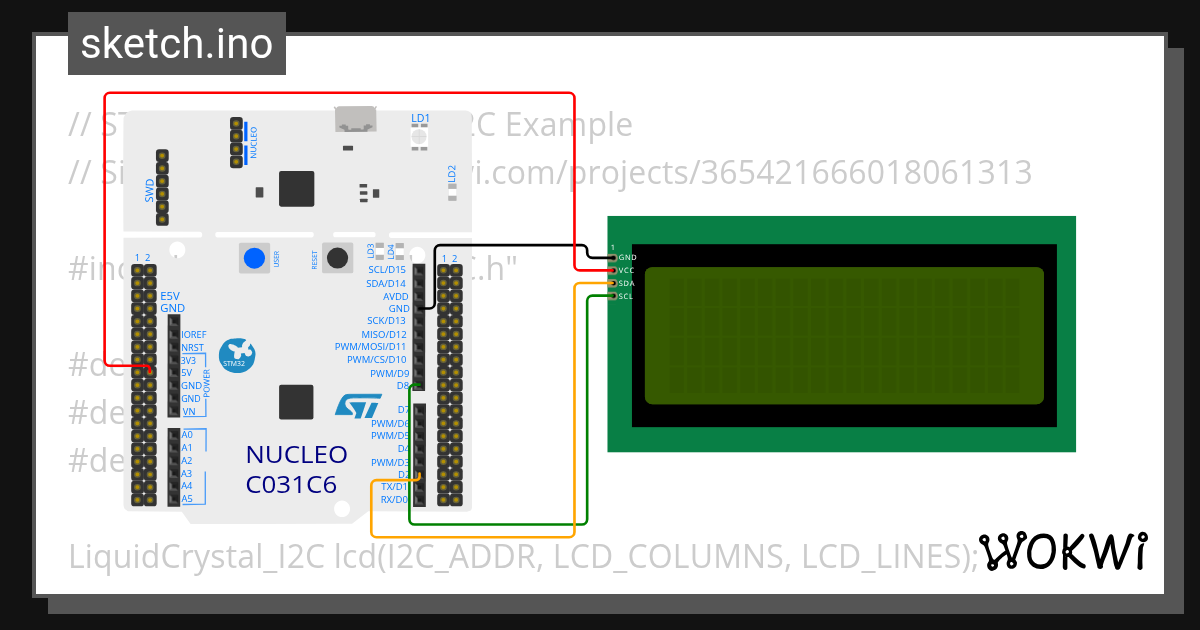 ST Nucleo - LCD I2C moksha - Wokwi ESP32, STM32, Arduino Simulator