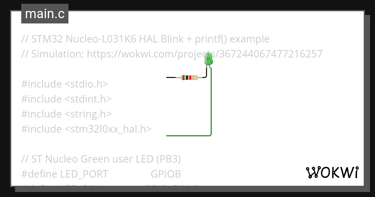 ST Nucleo L031 - HAL moksha - Wokwi ESP32, STM32, Arduino Simulator