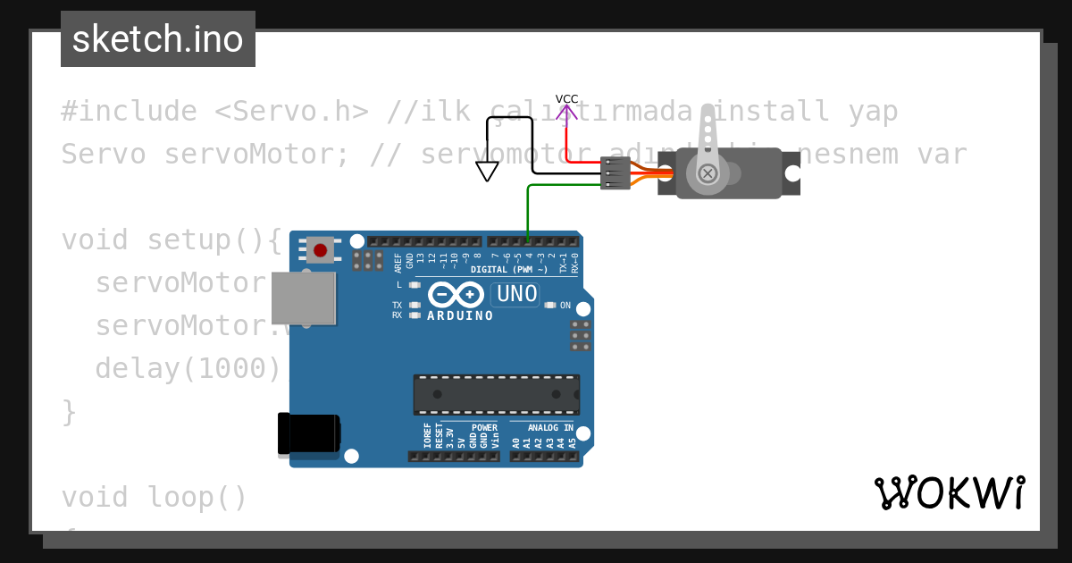 Servomotor Kontrolü Wokwi Esp32 Stm32 Arduino Simulator