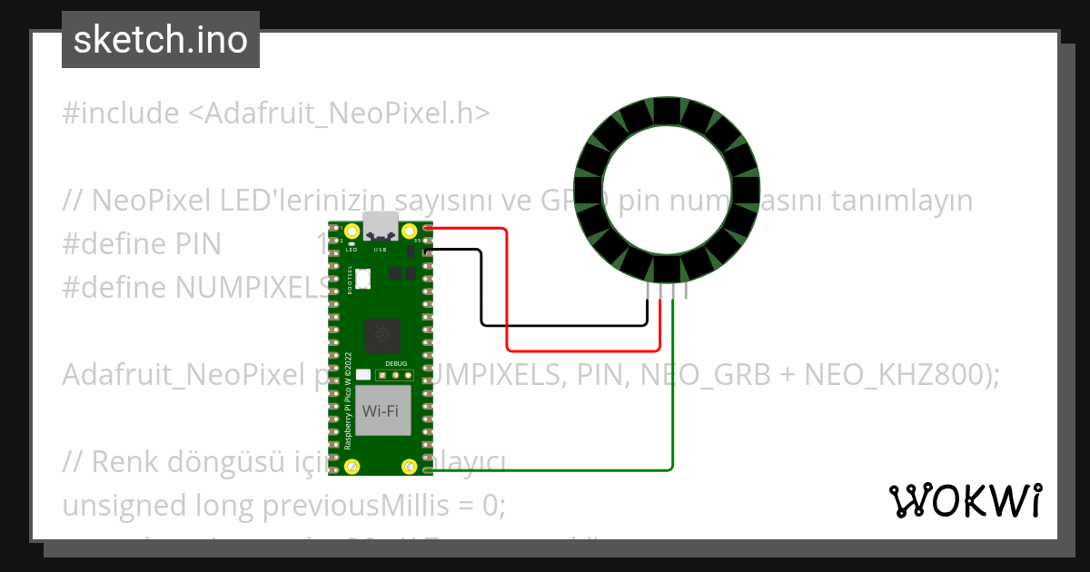 rPICO-Neopixel16 gokkusagi - Wokwi ESP32, STM32, Arduino Simulator