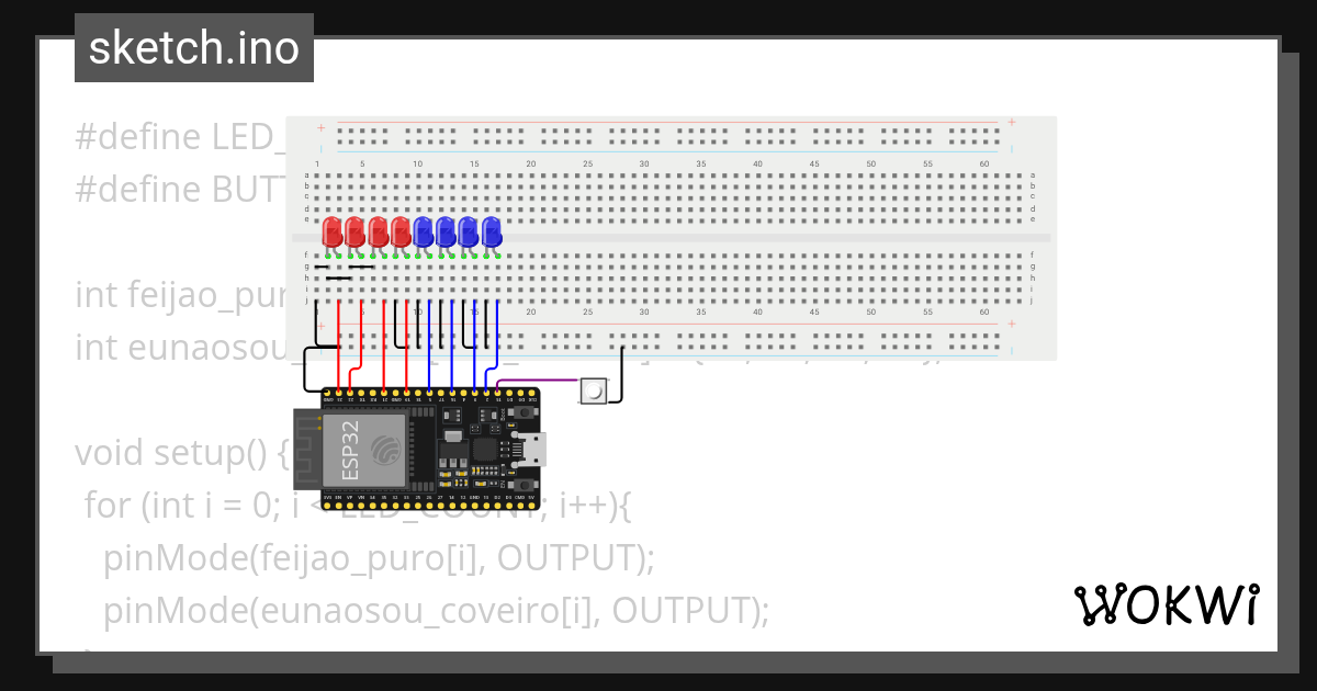 leds em direcao oposta - Wokwi ESP32, STM32, Arduino Simulator