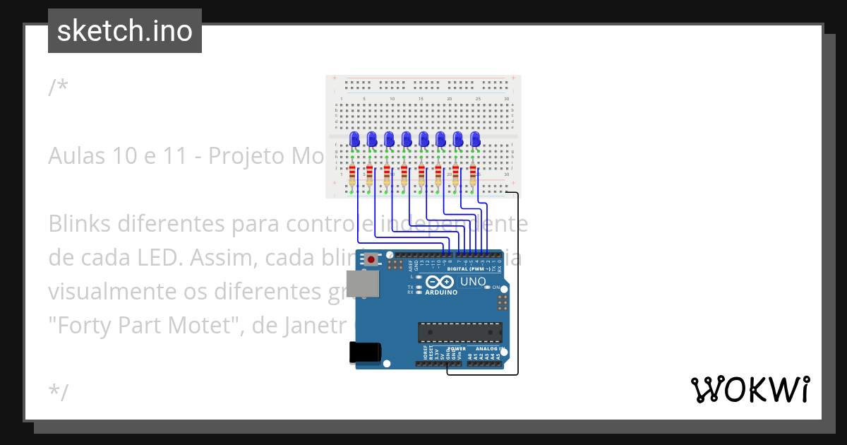 Projeto Moteto 8 LEDs - Wokwi ESP32, STM32, Arduino Simulator