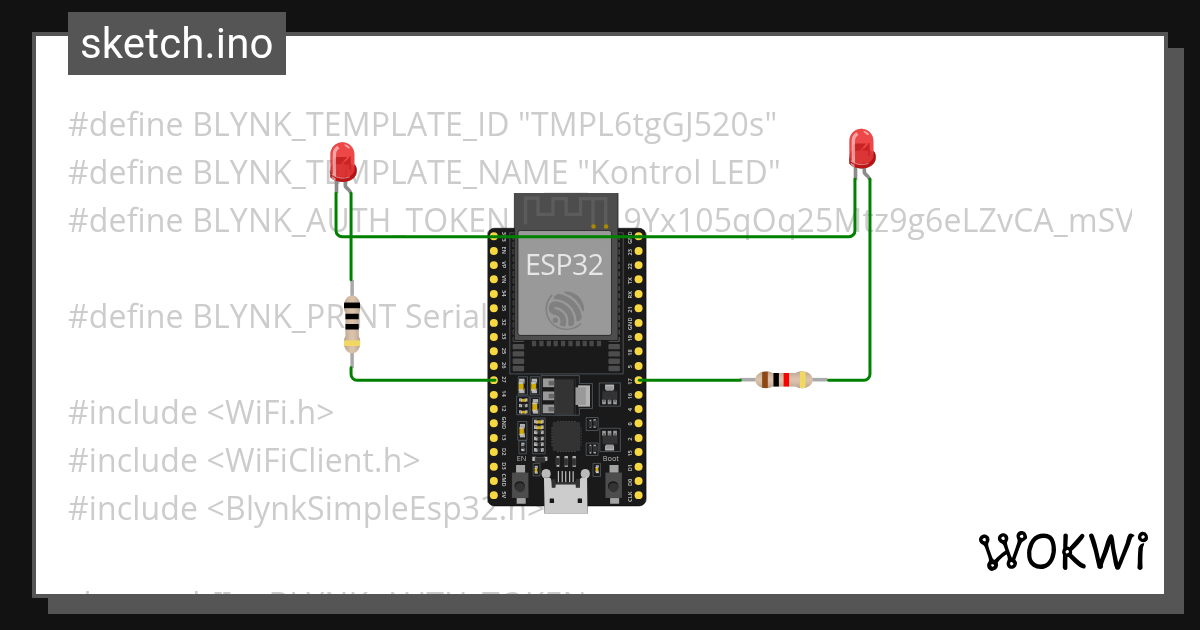 Kontrol LED - Wokwi ESP32, STM32, Arduino Simulator