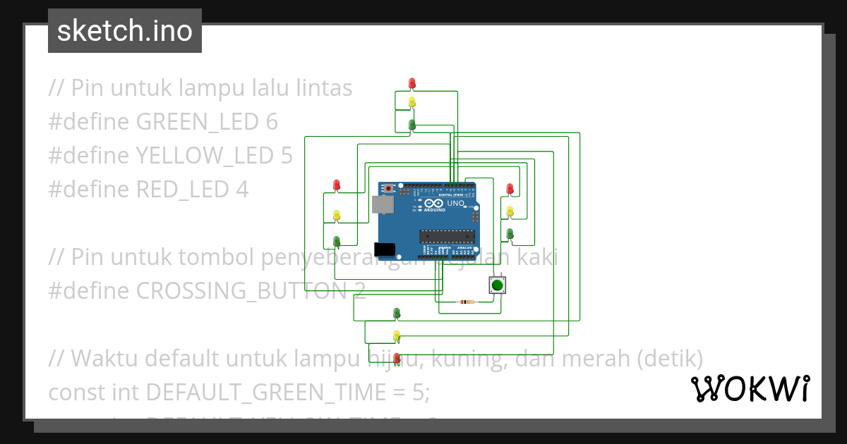 UTS LAMPU LALU LINTAS SIMPANG EMPAT ADZRA HASNA NABILA - Wokwi ESP32, STM32, Arduino Simulator