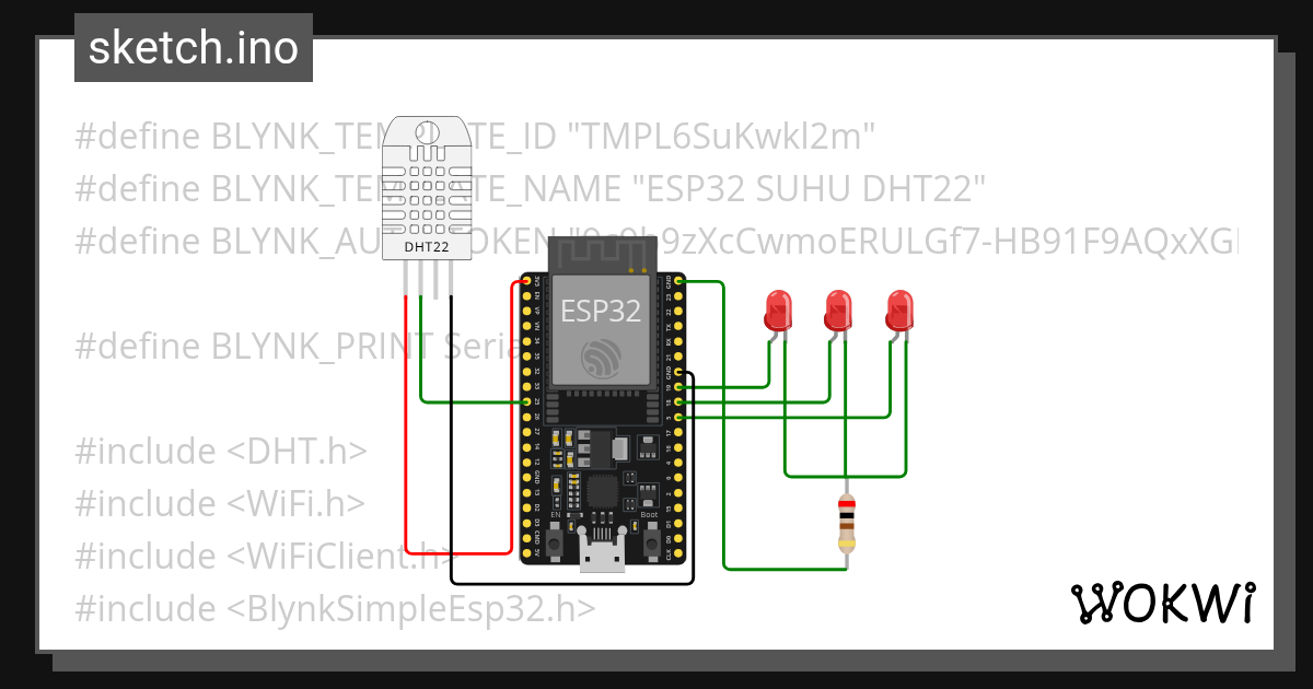 3 Lampu ! Suhu - Wokwi ESP32, STM32, Arduino Simulator