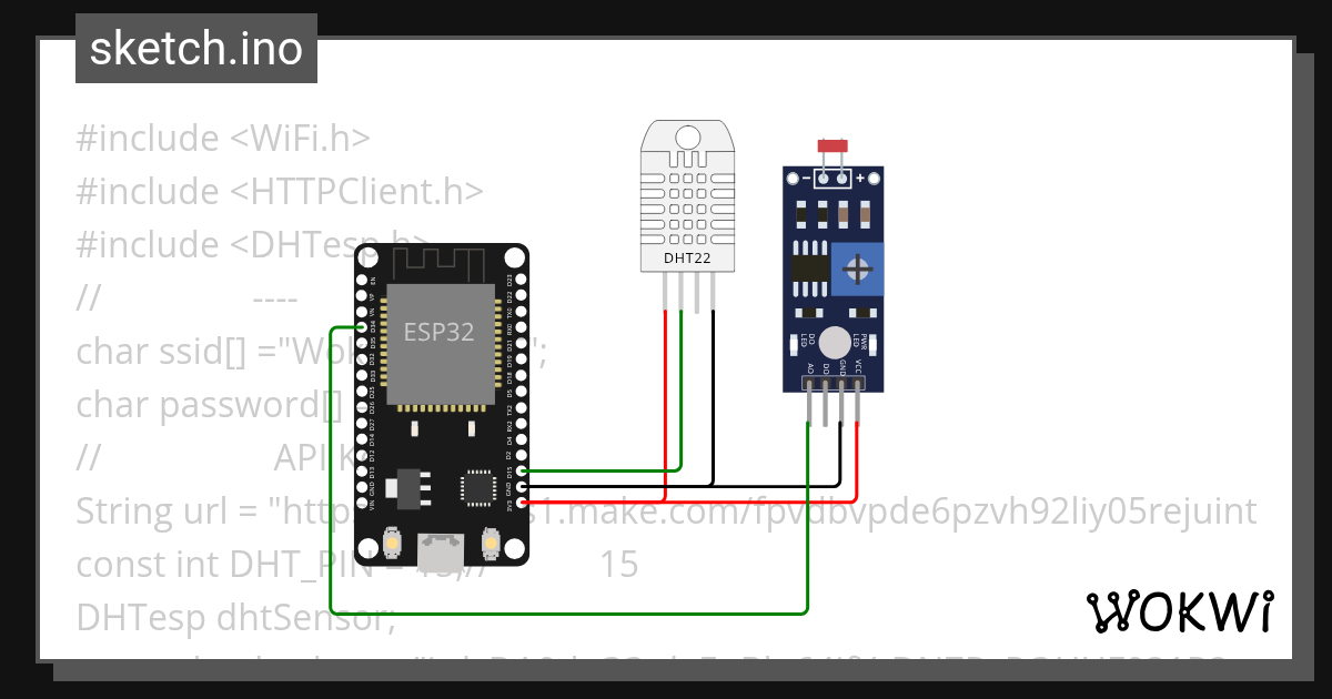 ESP32 dht22 LDR LINE NOTIFY MAKE - Wokwi ESP32, STM32, Arduino Simulator