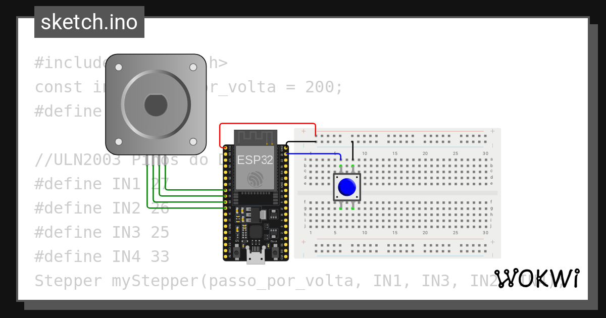 Controle De Motor De Passo Com Esp32 Wokwi Esp32 Stm32 Arduino Simulator