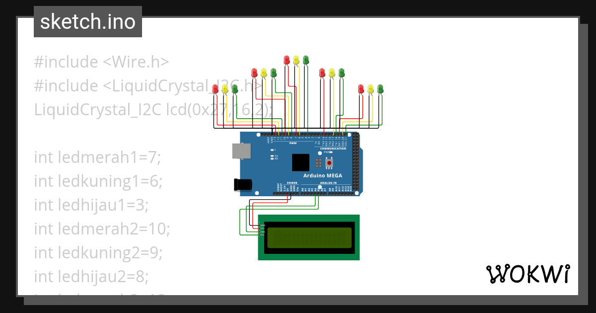 Lampu lalu lintas 5 trafik - Wokwi ESP32, STM32, Arduino Simulator