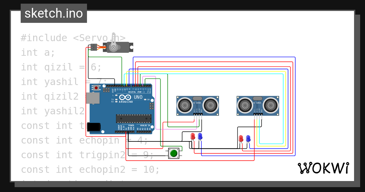 Ultra Sonik Garaj Sistemasi Wokwi Esp32 Stm32 Arduino Simulator 0134