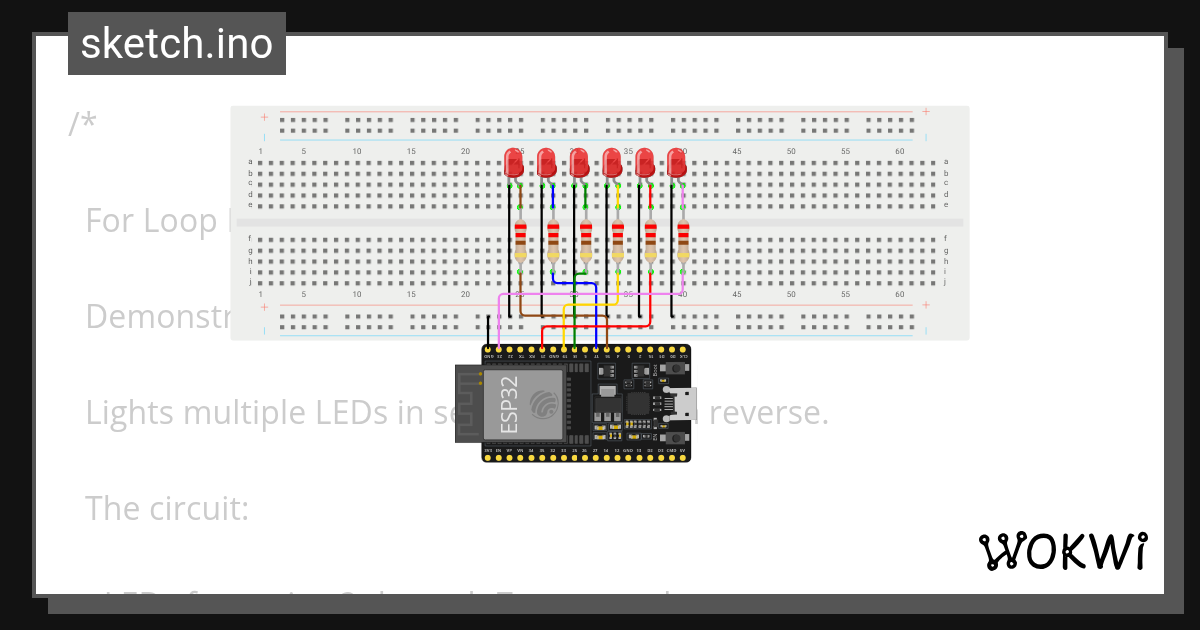 For Loop Iteration_M. KHAIDAR AUFI SYA' BANI - Wokwi ESP32, STM32, Arduino Simulator