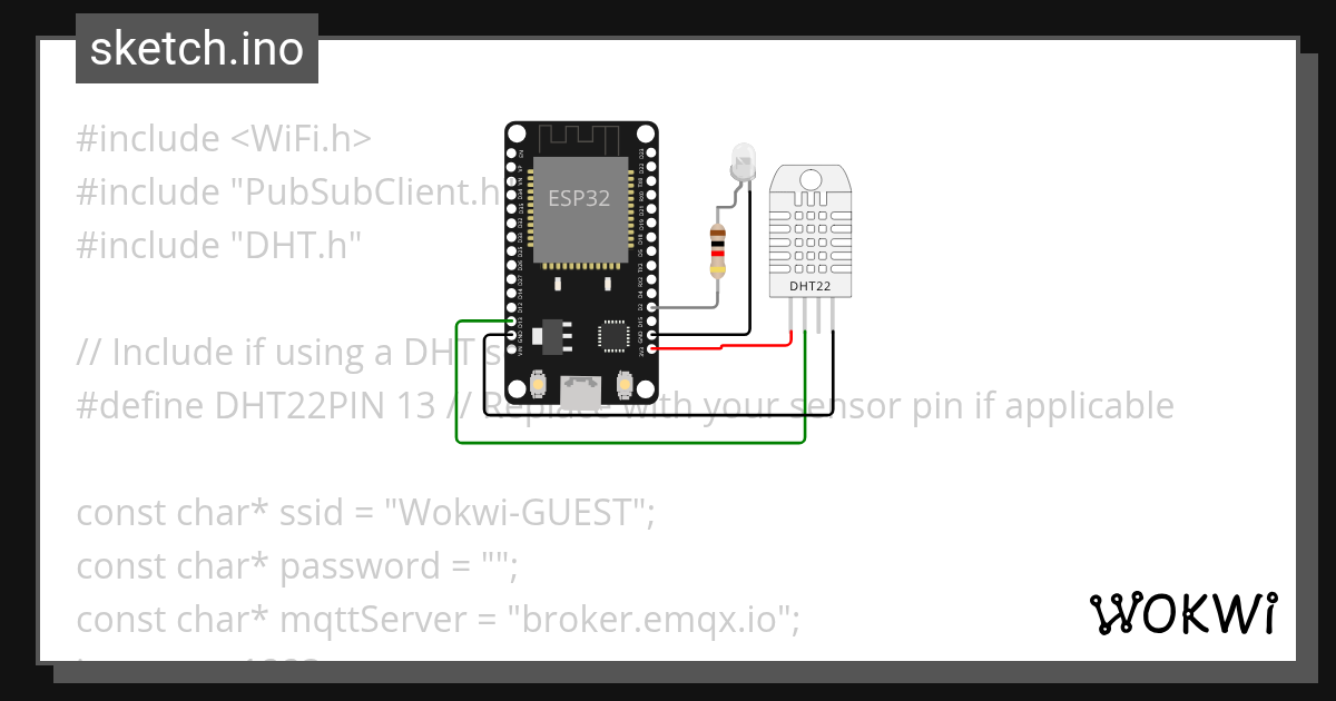 Nurul Aziza TUGAS 6 MQTT + DHT22 - Wokwi ESP32, STM32, Arduino Simulator