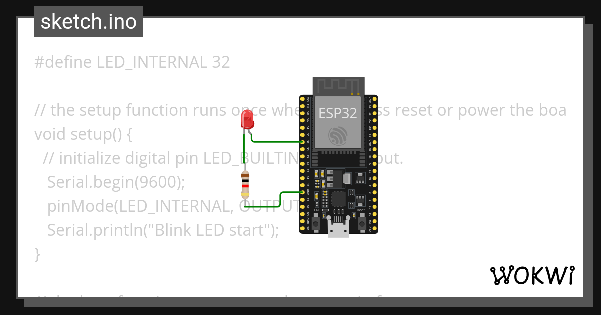 BlinkLED - Wokwi ESP32, STM32, Arduino Simulator