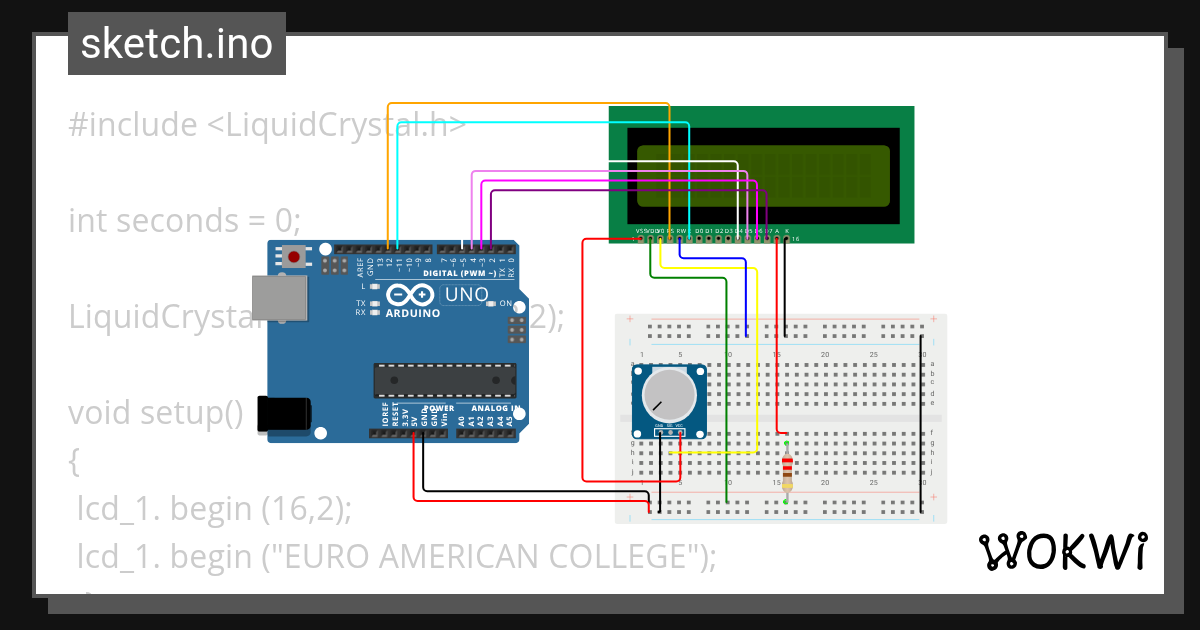 Codificando Pantalla LCD - Wokwi ESP32, STM32, Arduino Simulator