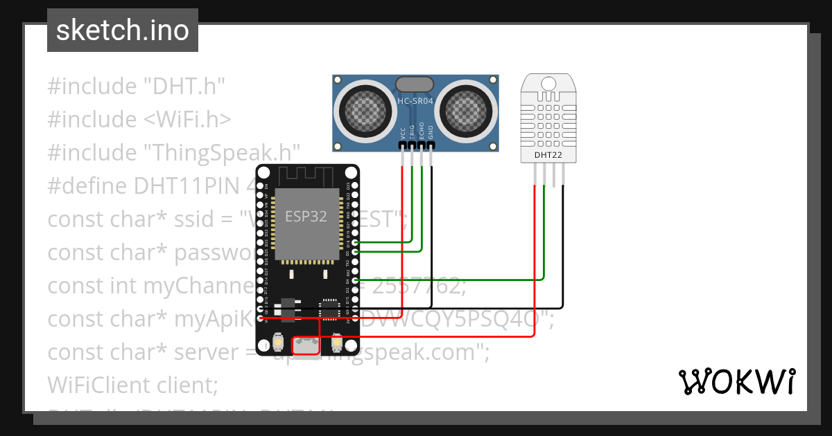 ESP32 DHT11-PING ThingSpeak - Wokwi ESP32, STM32, Arduino Simulator