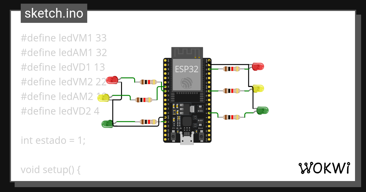 Semáforo - Wokwi ESP32, STM32, Arduino Simulator
