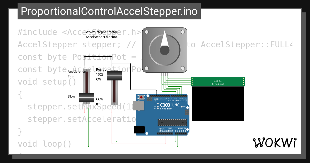 步进电机——拉杆控制 Wokwi Esp32 Stm32 Arduino Simulator