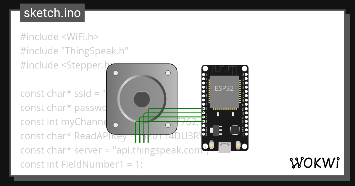 ESP32 Kontrol Stepper ThingSpeak - Wokwi ESP32, STM32, Arduino Simulator