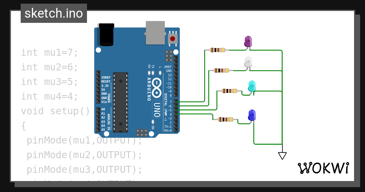 Led4 Wokwi Esp32 Stm32 Arduino Simulator 