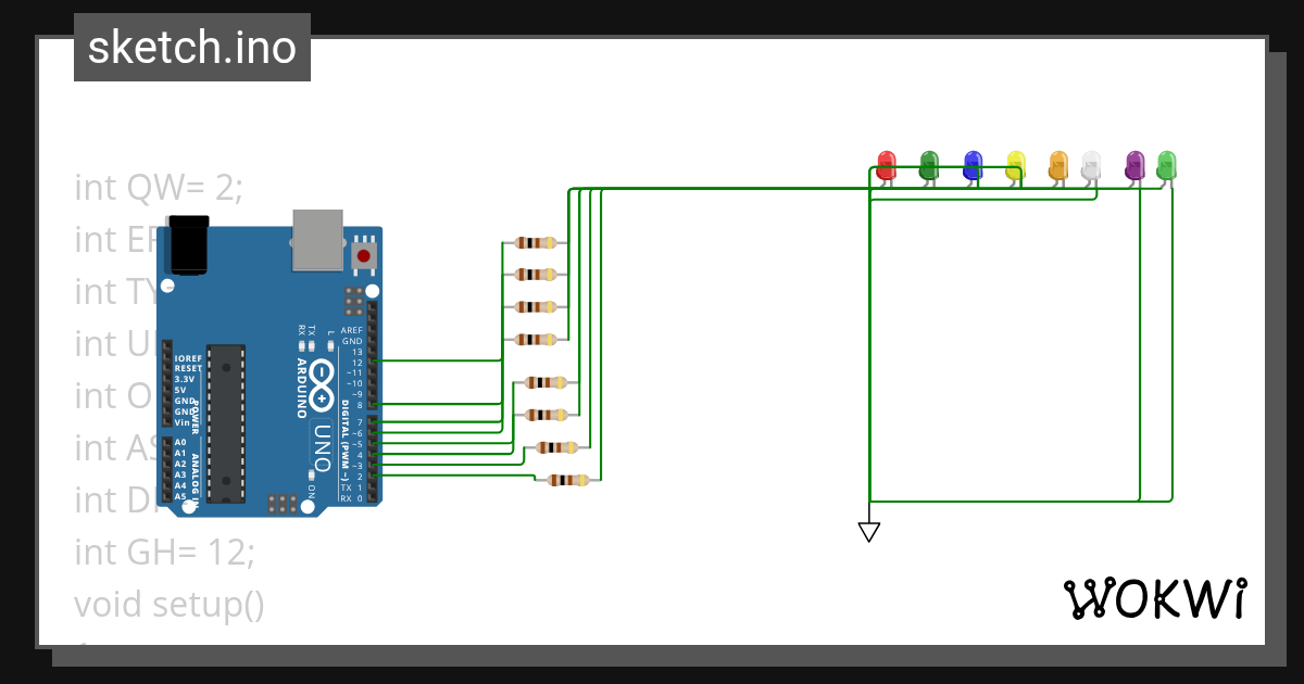 ไฟ8ดวง Wokwi Esp32 Stm32 Arduino Simulator
