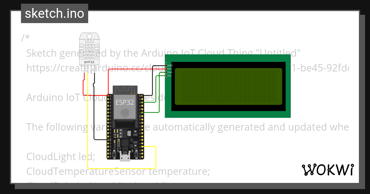 Arduino Cloud Temperature LCD Copy - Wokwi ESP32, STM32, Arduino Simulator