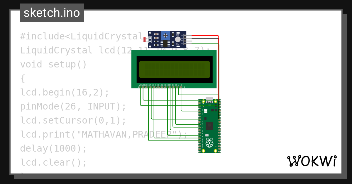 Lcd With Ldr Value And Our Name Wokwi Esp32 Stm32 Arduino Simulator