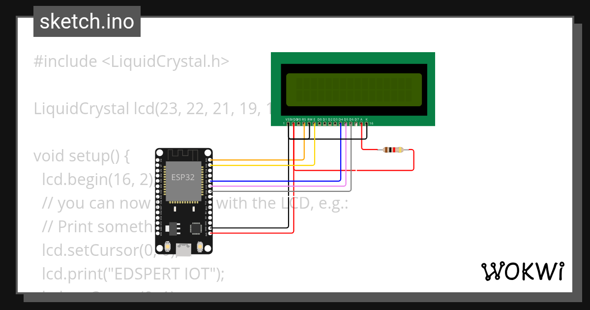Project edpert batch 24 LCD i2C - Wokwi ESP32, STM32, Arduino Simulator