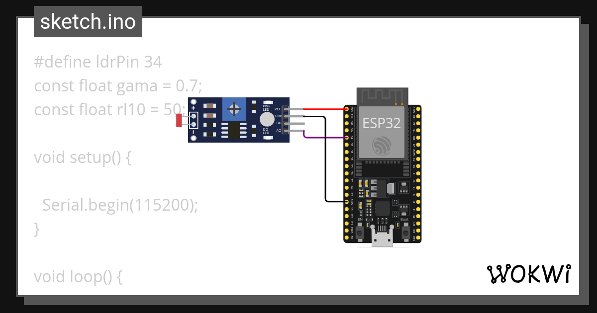03 LDR - Wokwi ESP32, STM32, Arduino Simulator