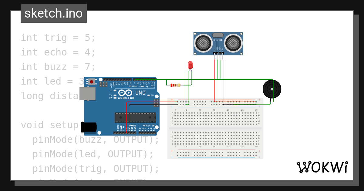 Sensor Ultrasónico Activa Led Y Buzzer Wokwi Esp32 Stm32 Arduino Simulator 8950