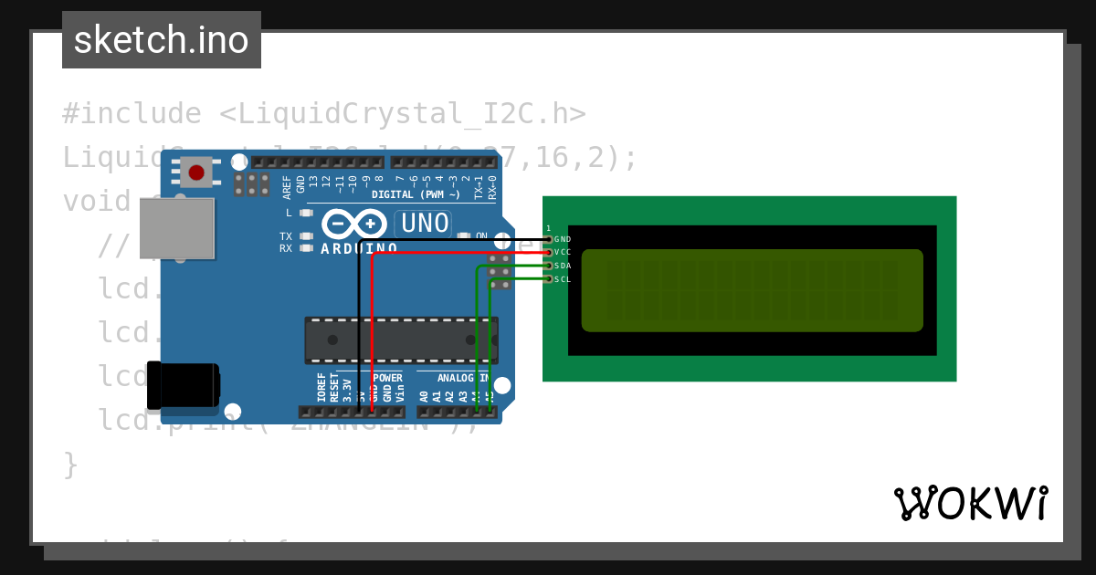 1602 液晶屏幕的驱动 Wokwi Esp32 Stm32 Arduino Simulator 4874