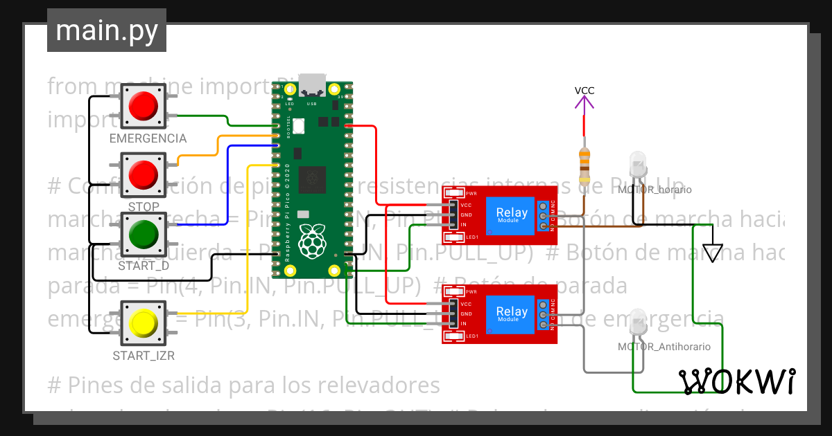 ARRANQUE DE MOTOR - Wokwi ESP32, STM32, Arduino Simulator